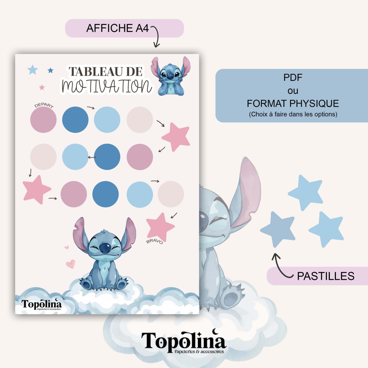 Tableau de Motivation pour Enfant | Sur-mesure | Topolina.fr