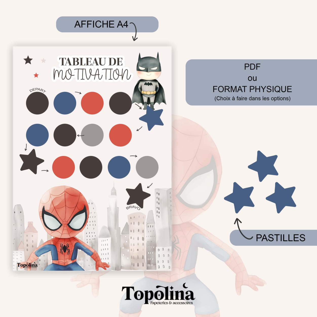 Tableau de Motivation pour Enfant | Sur-mesure | Topolina.fr